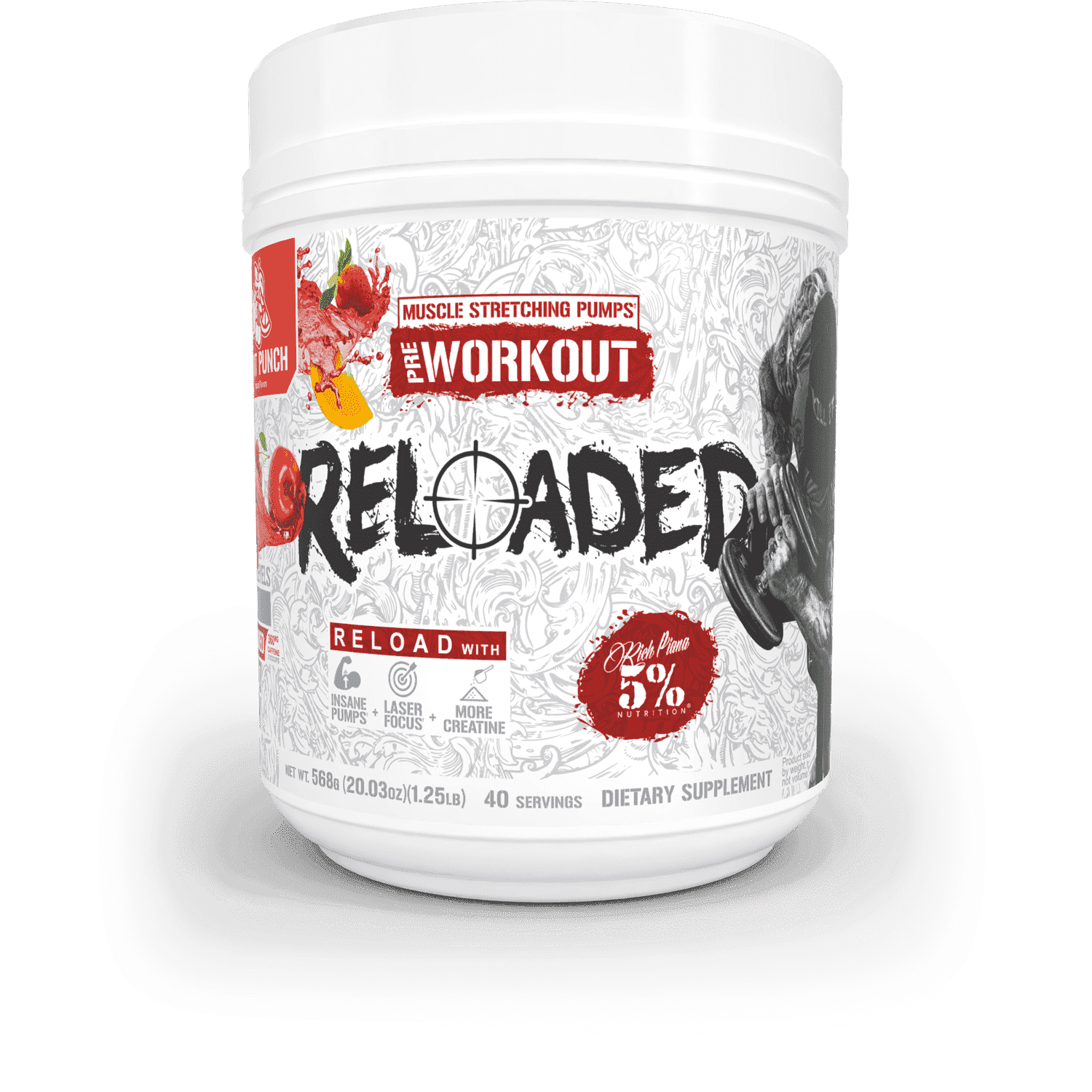 5% Nutrition Rich Piana Reloaded High Stim Pre-Workout | Ultra Energy ...