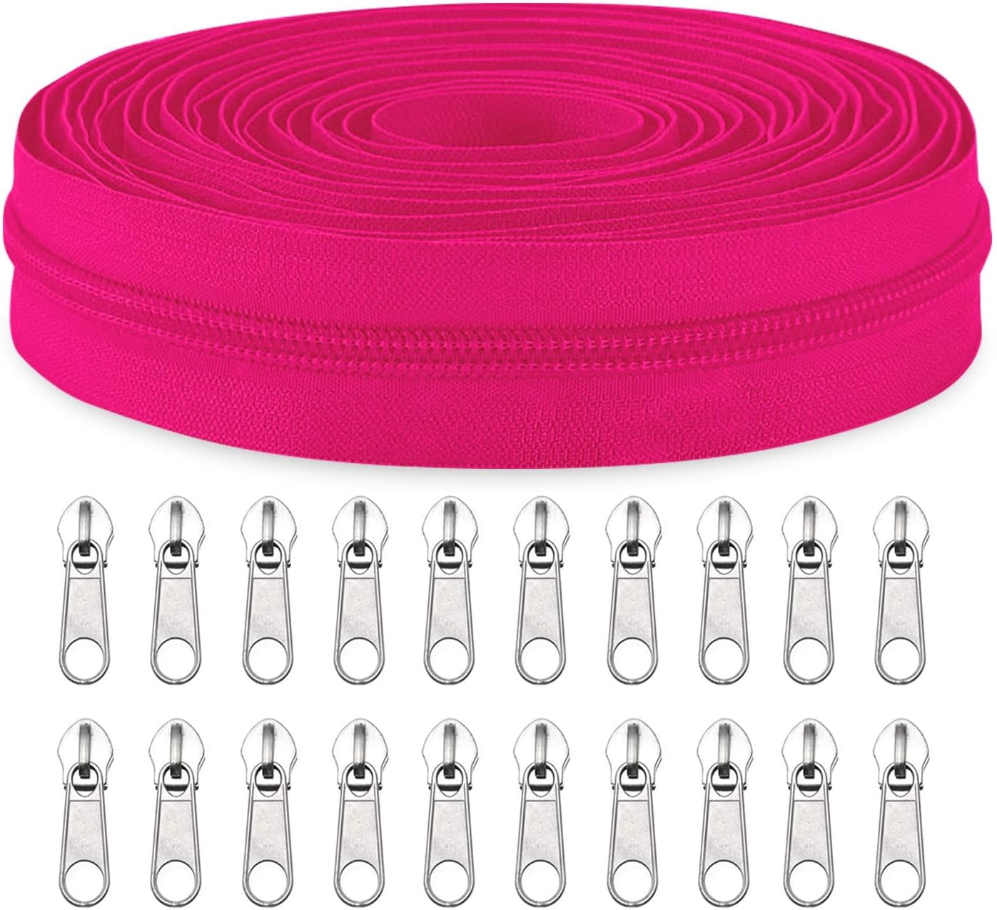 #5 Nylon Coil Zippers by The Yard Bulk 10 Yards with 20pcs Zipper ...