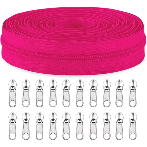 #5 Nylon Coil Zippers by The Yard Bulk 10 Yards with 20pcs Zipper ...