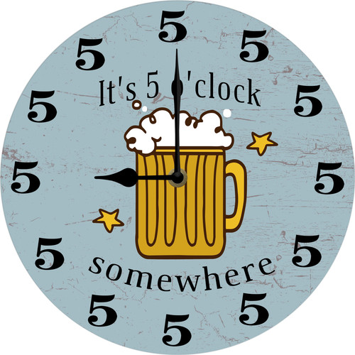 It's 5 O'Clock Somewhere Wall Clock Bar Funny Home Bar Decor, Beer ...