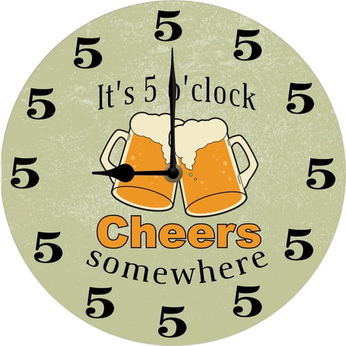 It's 5 O'Clock Somewhere Wall Clock Bar Funny Home Bar Decor, Beer ...