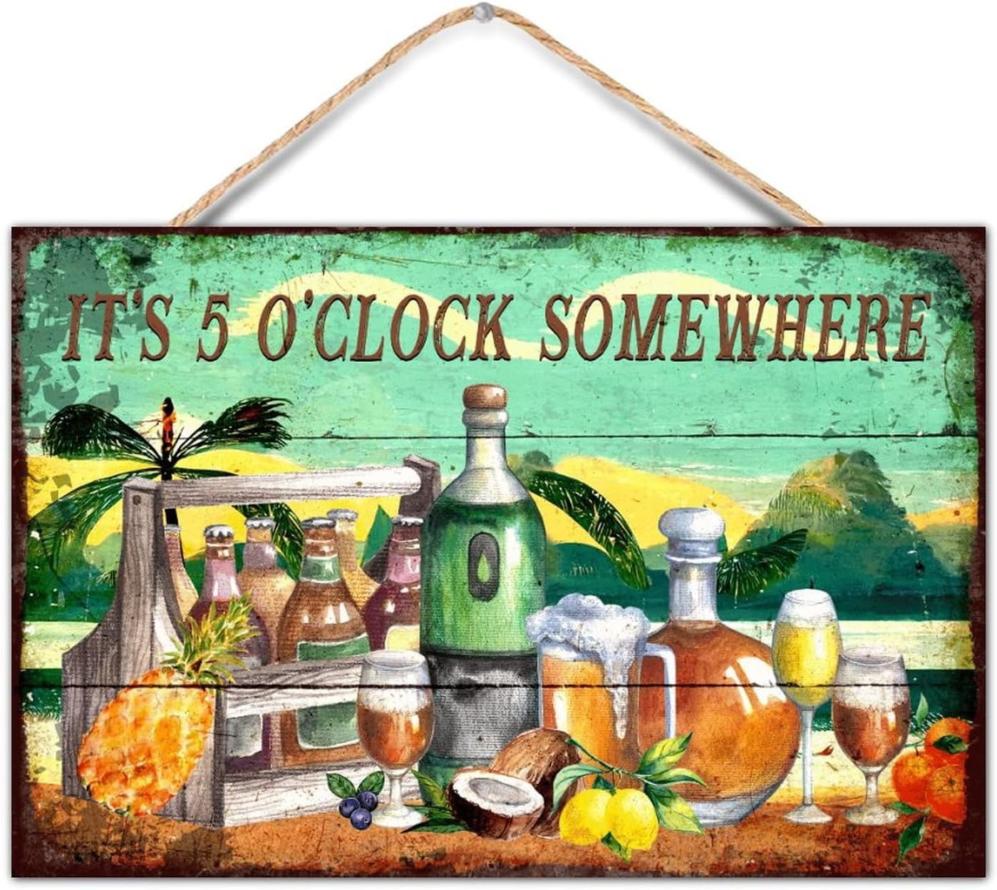 It's 5 O'clock Somewhere Tiki Bar Sign, Tiki Bar Signs, Pool Sign, Tiki ...