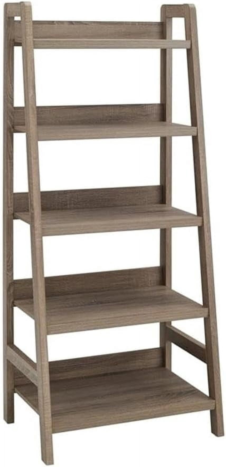 5 Open Shelves Coastal Wood Ladder Bookcase in Gray Wash - Walmart.com