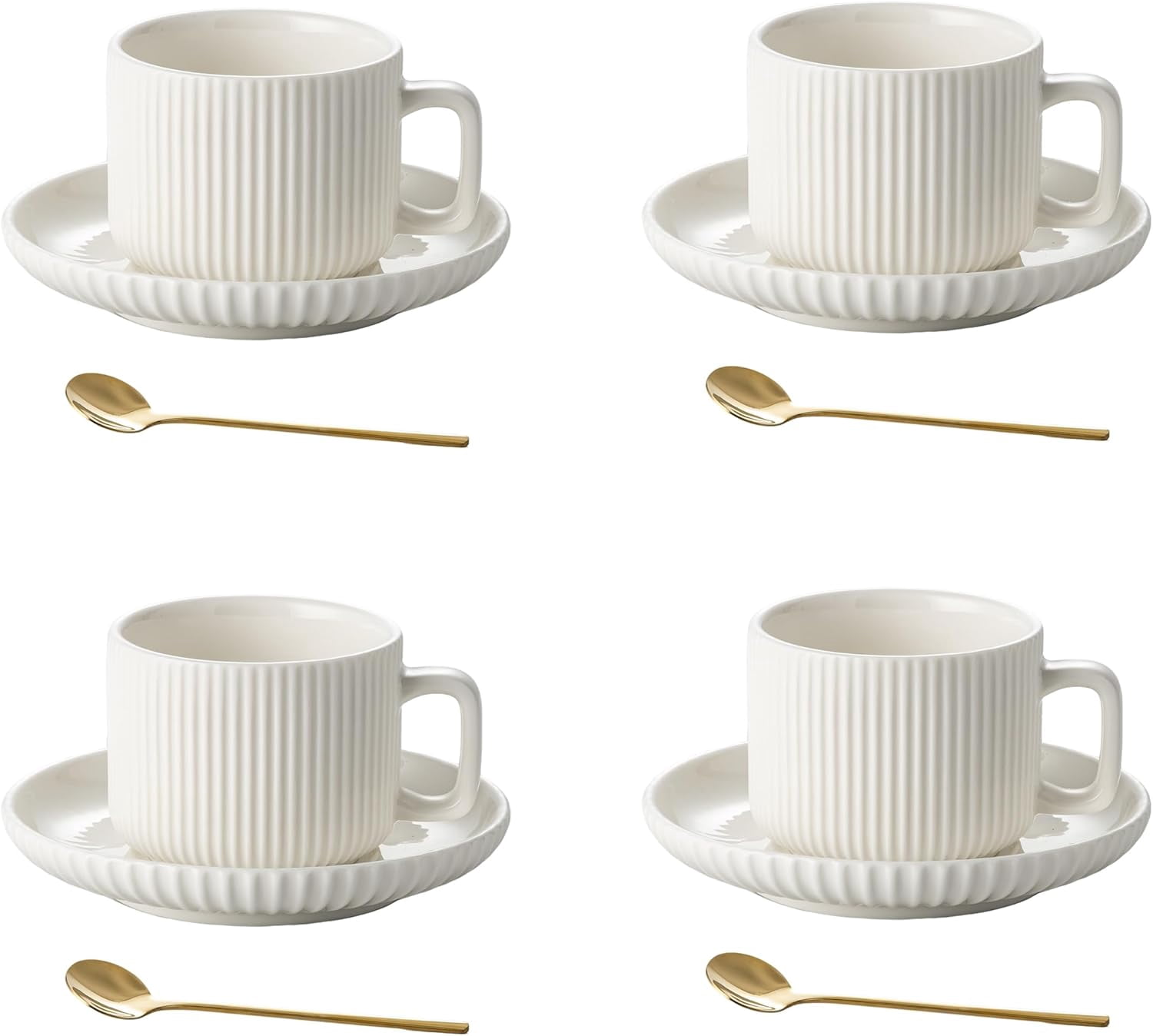 5 Ounce Espresso Cups Set of 4, Small Coffee Cups with Saucers and ...
