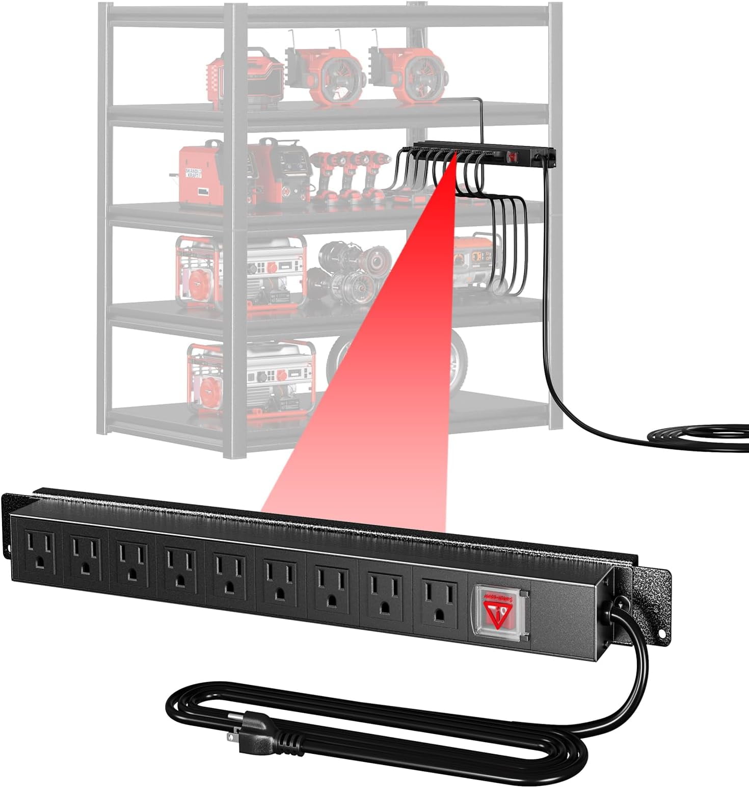 5 Outlet Power Strip for 16 Inch Wide Garage Shelving,Metal Shelf ...