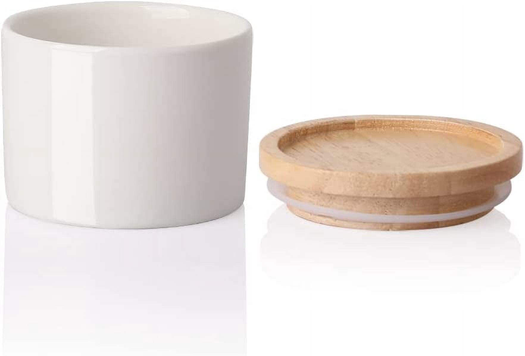 5 Oz Ceramic Salt Cellar with Lid, Stackable Spice Jars for Sugar ...