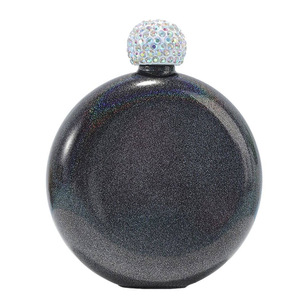 5 Oz Hip Flask Stainless Steel Round Rhinestone Cap Whiskey Flask Wine ...