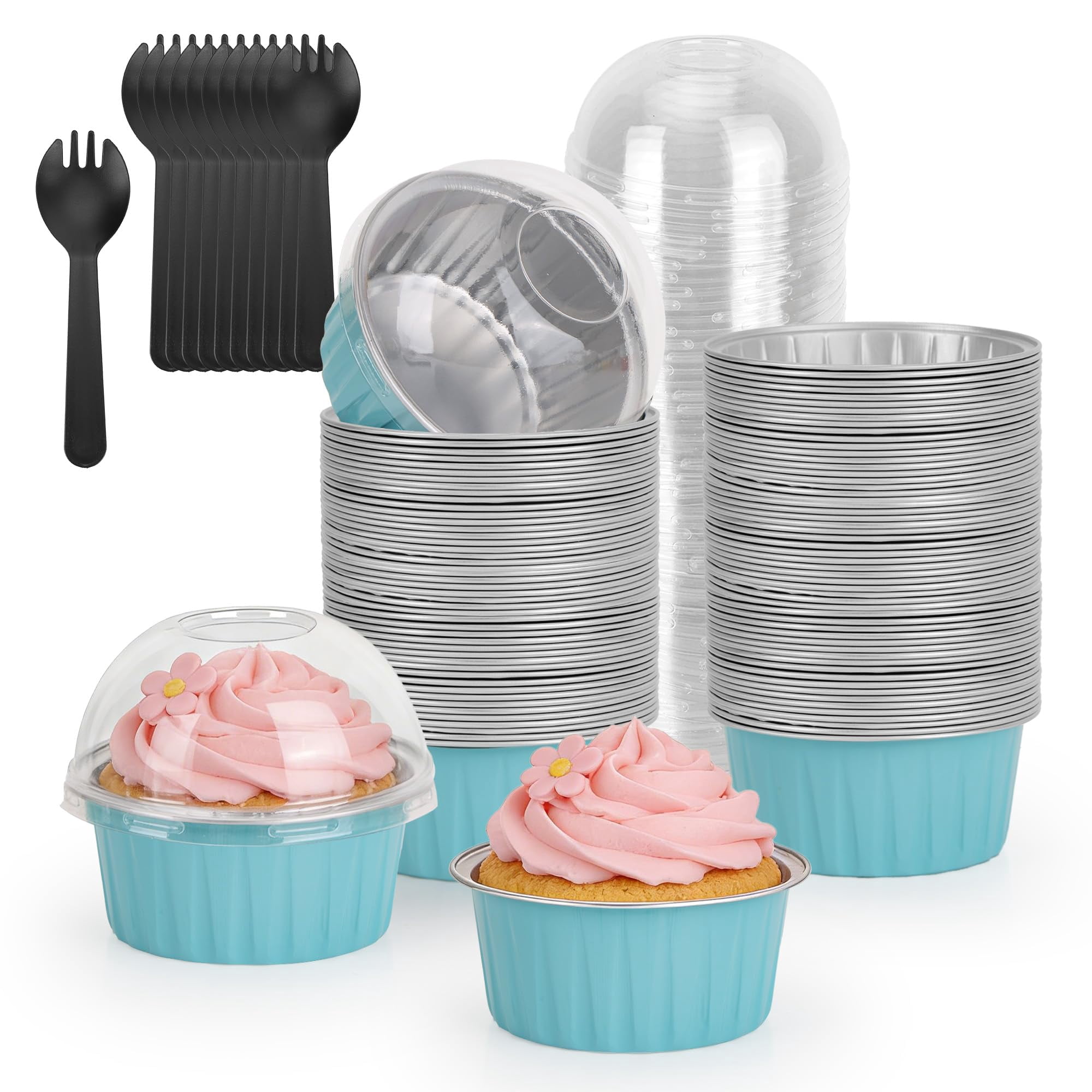 5 Oz Mint Blue Disposable Aluminum Foil Baking Cups, 100-pack - Walmart.com