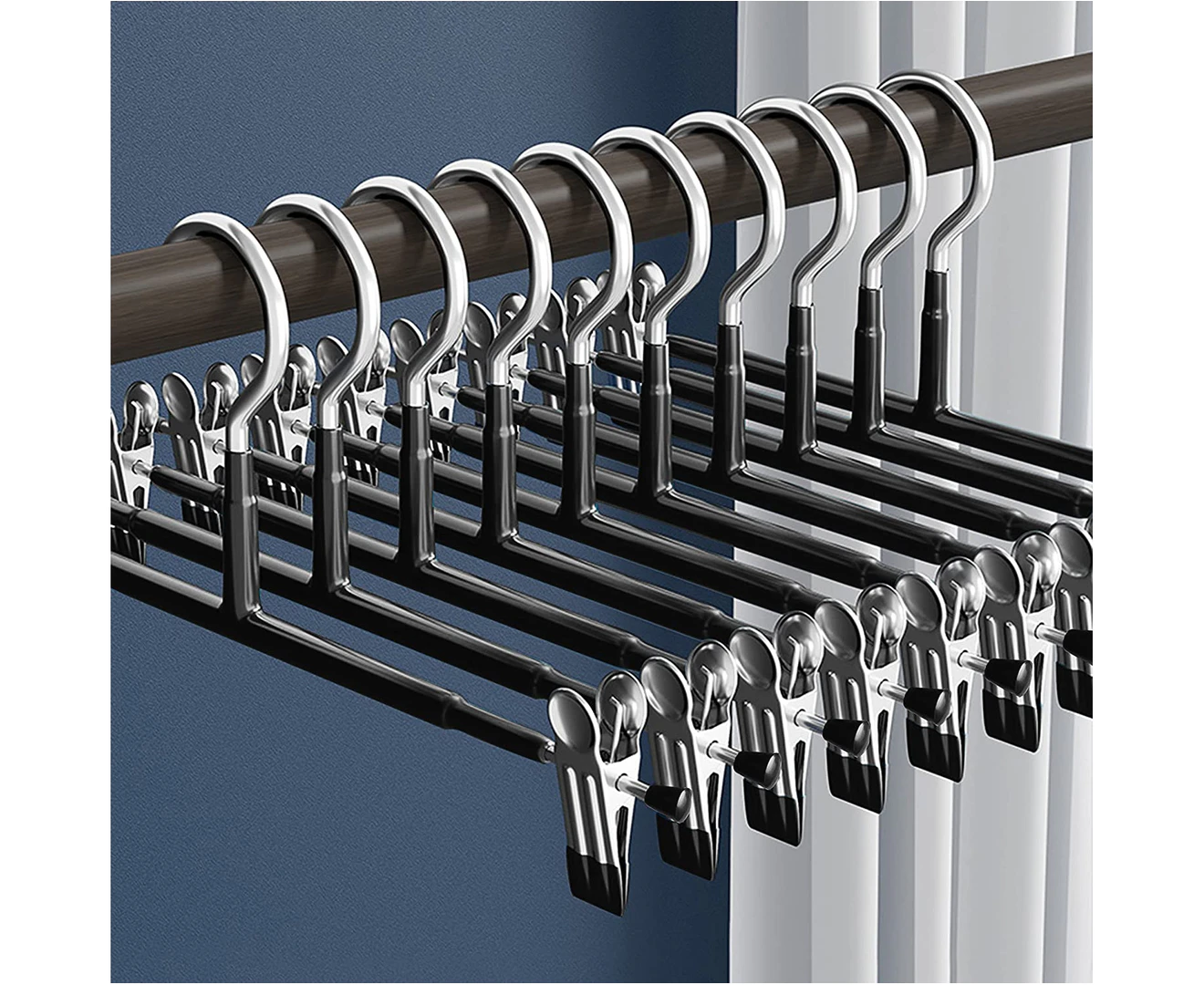 5 PACK 12Inch Pant Hangers Skirt Hangers with Clips Non-Slip Hangers ...