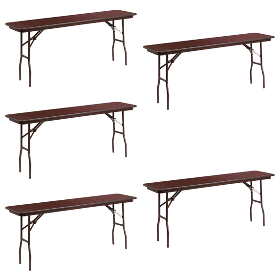 (5 PACK) 18" x 72" Rectangular Melamine Mahogany Laminate Seminar ...