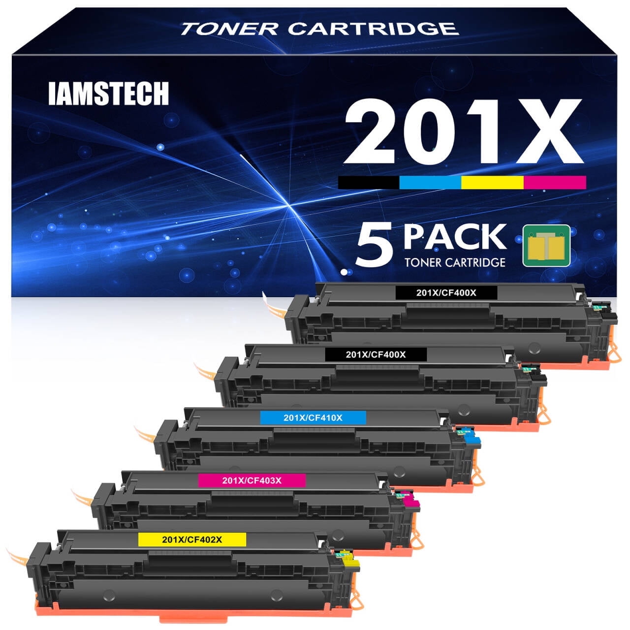 5-PACK 201X 201A CF400X Toner Cartridges Compatible for HP 201X CF400X ...
