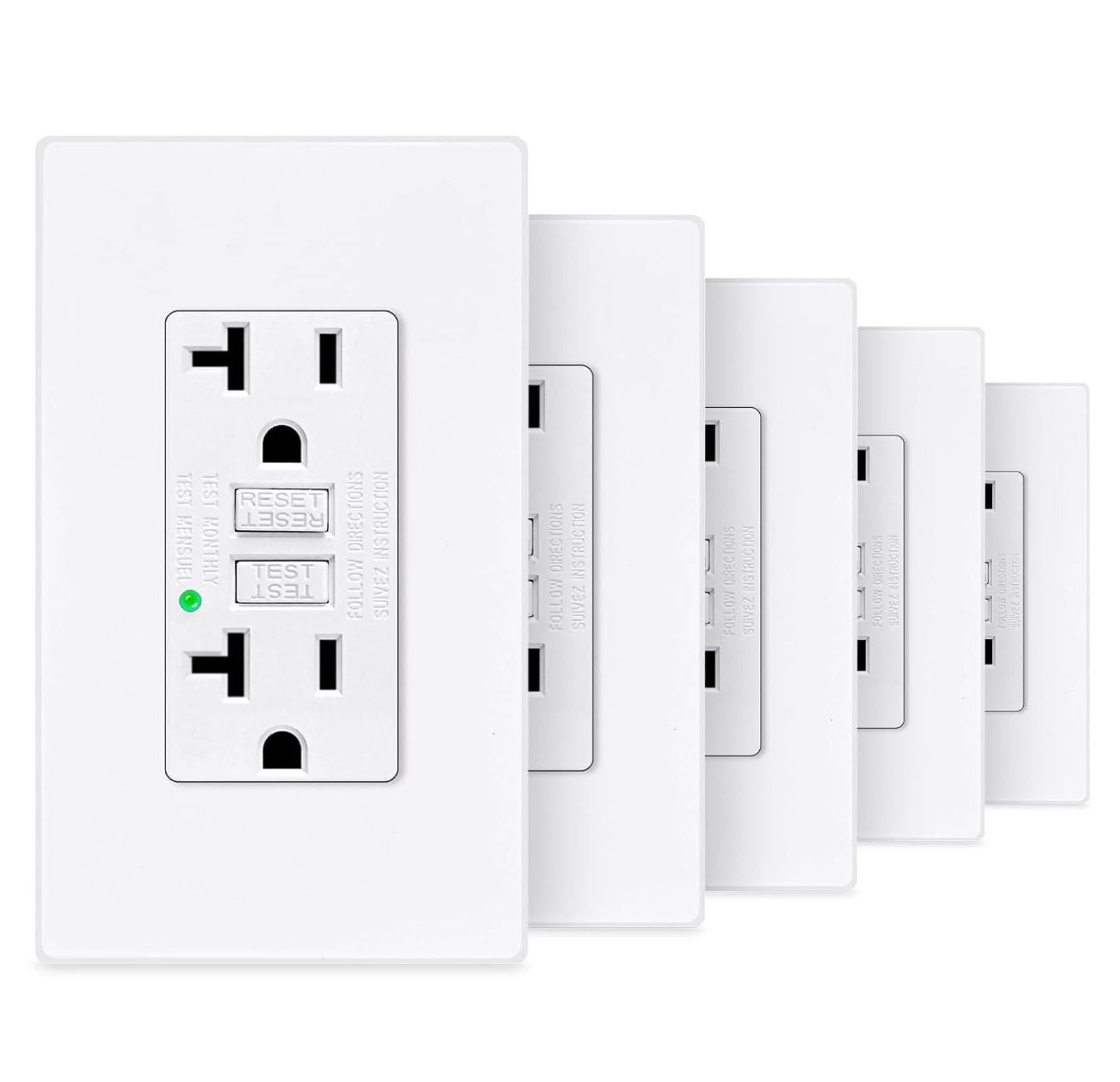 5 PACK 20A GFCI Outlet, Non-Tamper-Resistant GFI Duplex Receptacle with ...