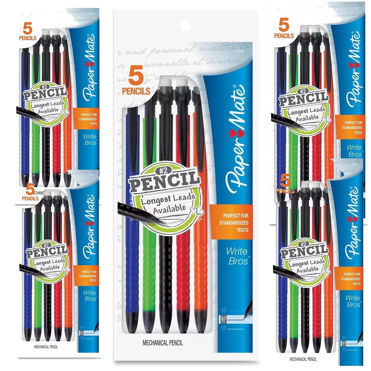 5 PACK, 25 Pencils | Paper Mate Write Bros Mechanical Pencil, 0.7 mm ...