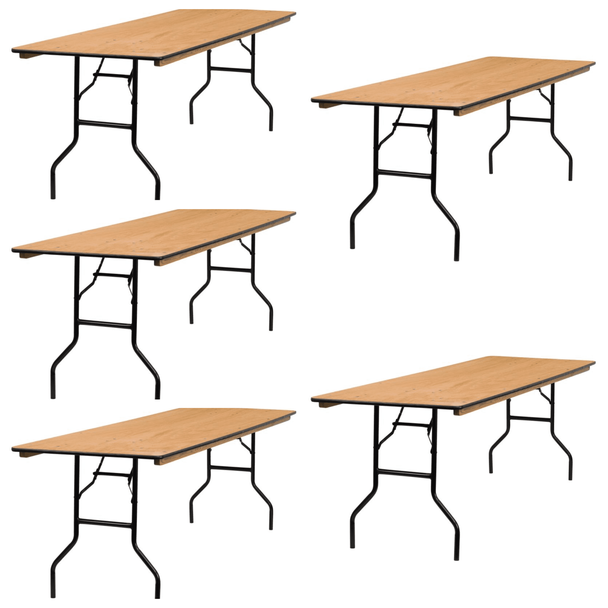 (5 PACK) 30''x 96'' Rectangular Wood Folding Banquet Table - Commercial ...