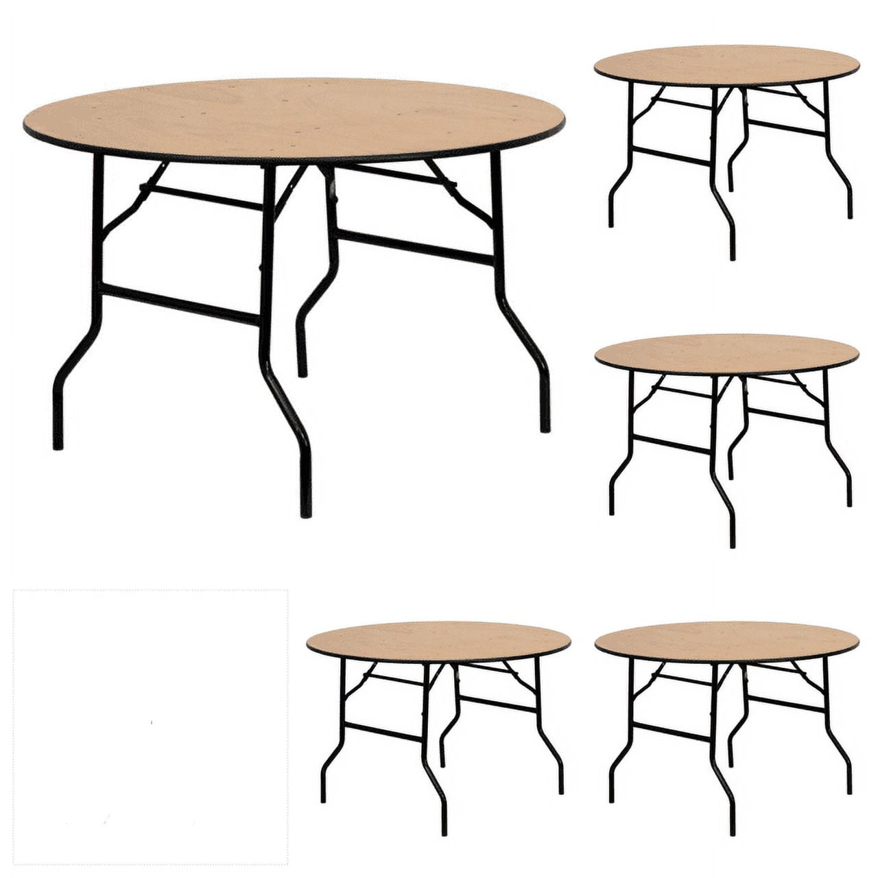 (5 PACK) 48" Round Wood Folding Banquet Table - Commercial Quality ...