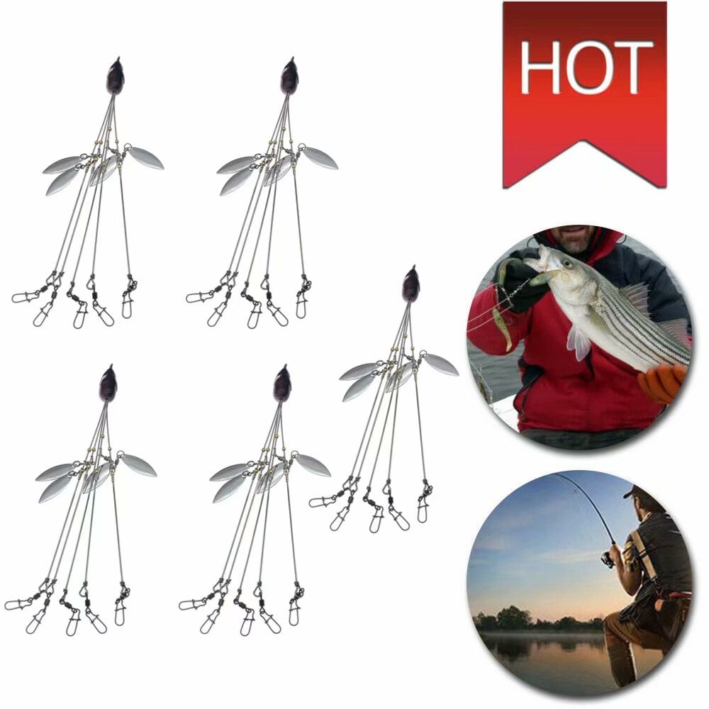 RAGUPEL 5 Pack Alabama Rig, 5 Arms 4 Blades Umbrella Rig Fishing Bait ...