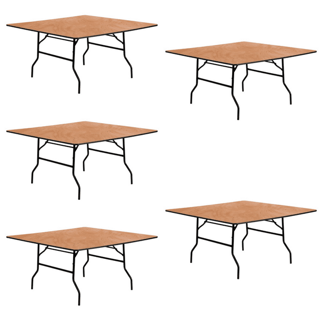 (5 PACK) 60''x 60'' Square Wood Folding Banquet Table - Commercial ...