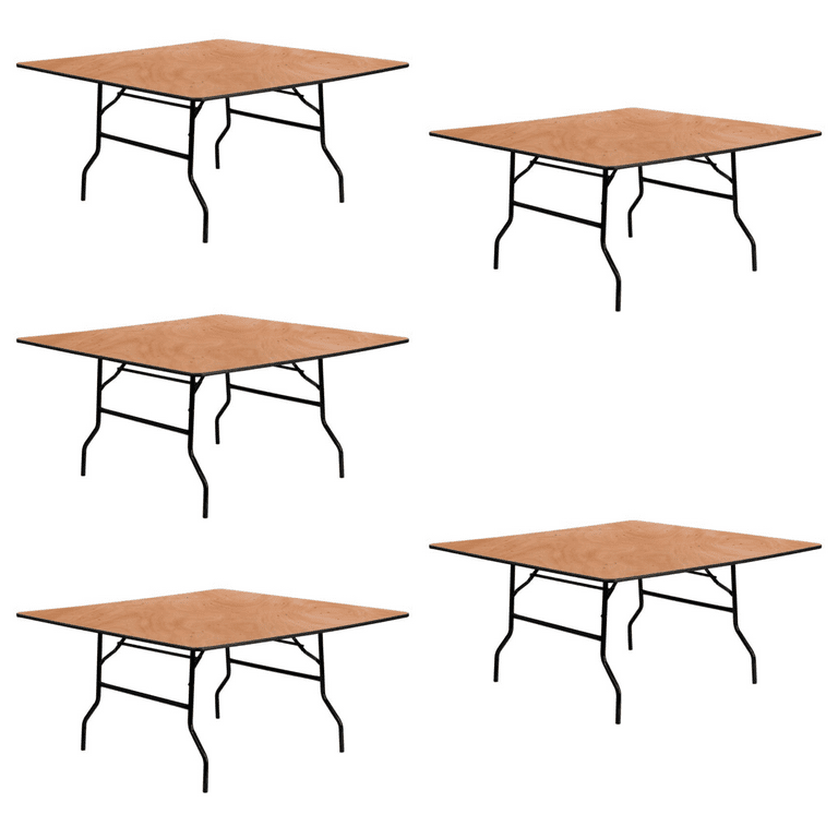 5 PACK 60 x 60 Square Wood Folding Banquet Table Commercial Quality Banquet Table
