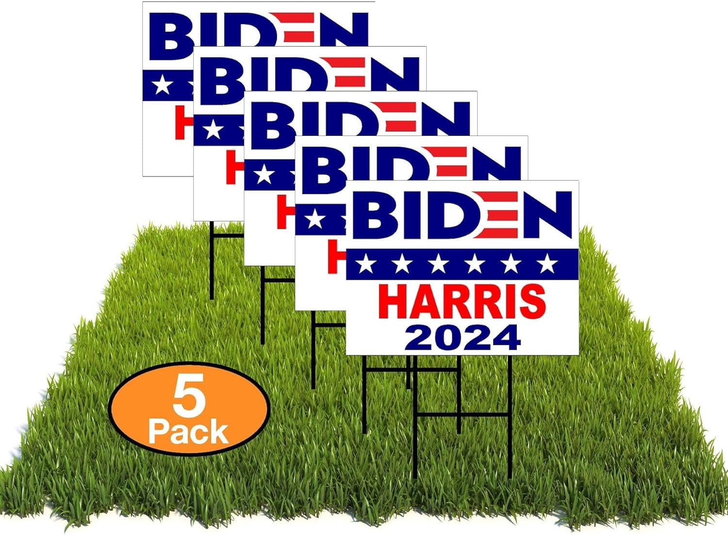 5 PACK BIDEN HARRIS 2024 JOE KAMALA star Double 18 in x24 in Yard Road ...