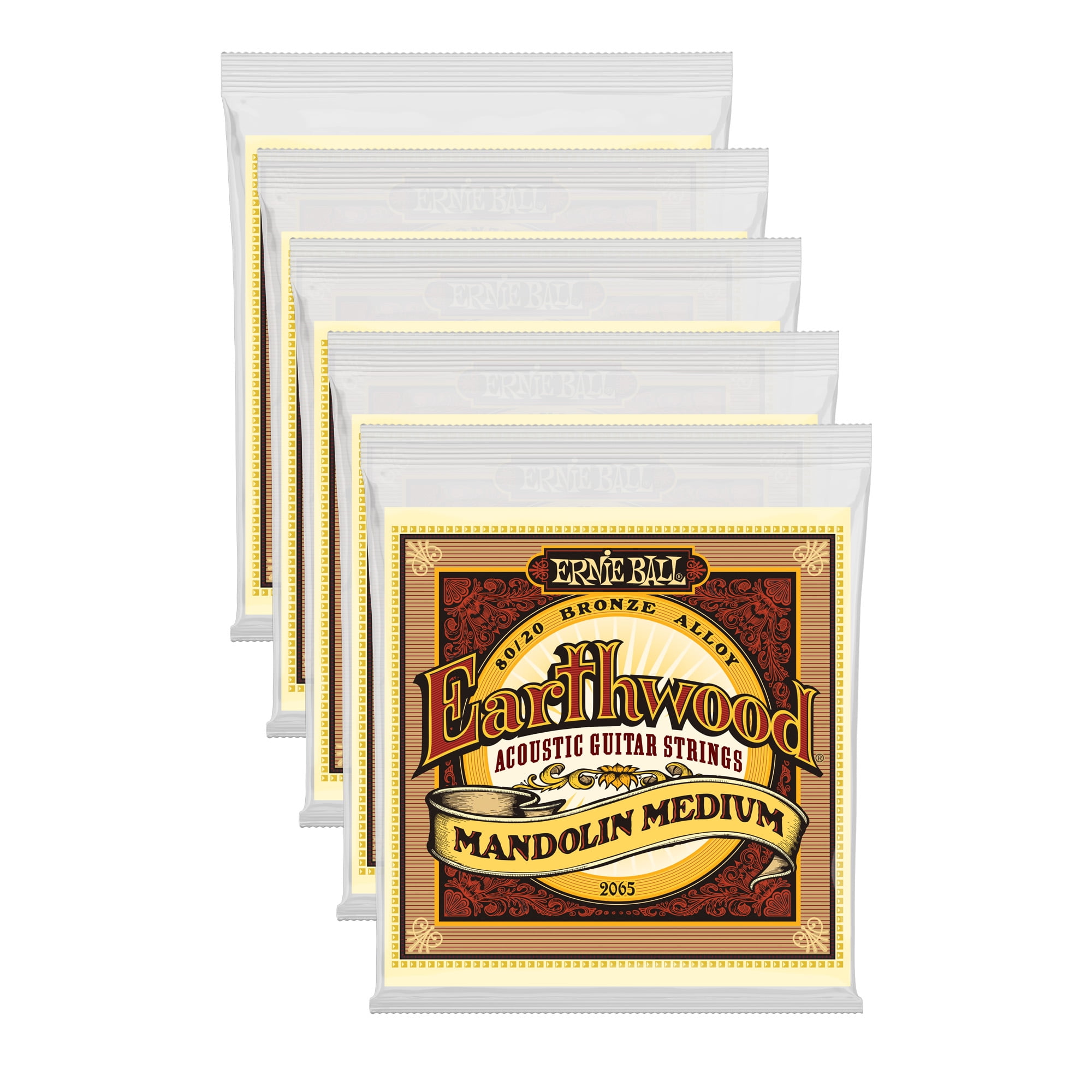 5 PACK Ernie Ball Earthwood Mandolin Medium Loop End 80/20 Bronze ...