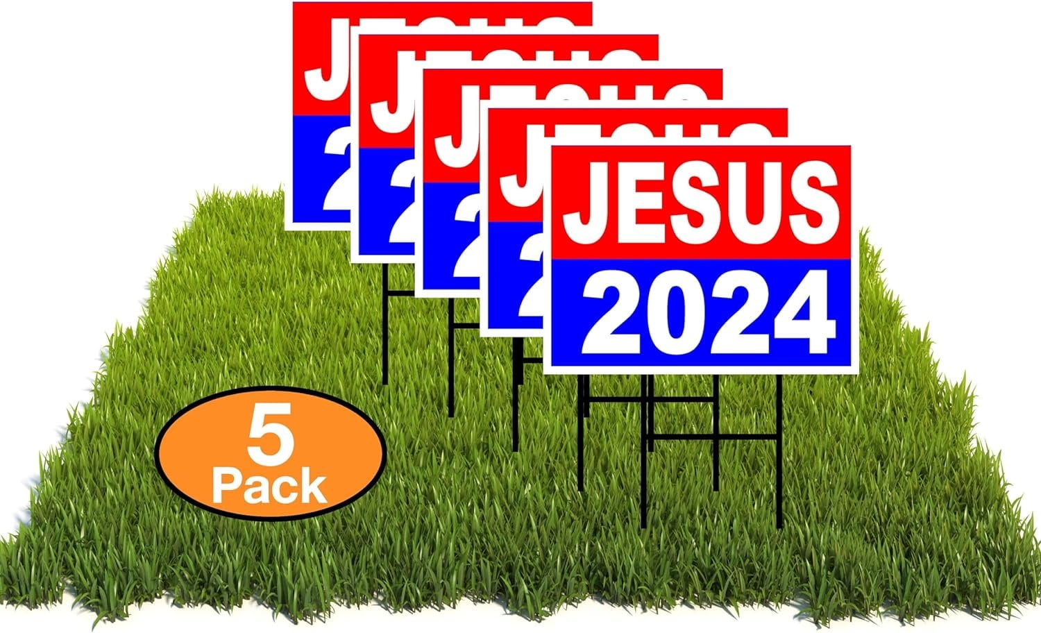 5 PACK JESUS 2024 DOUBLE 18 in x24 in Yard Road Sign w/Stand Double ...