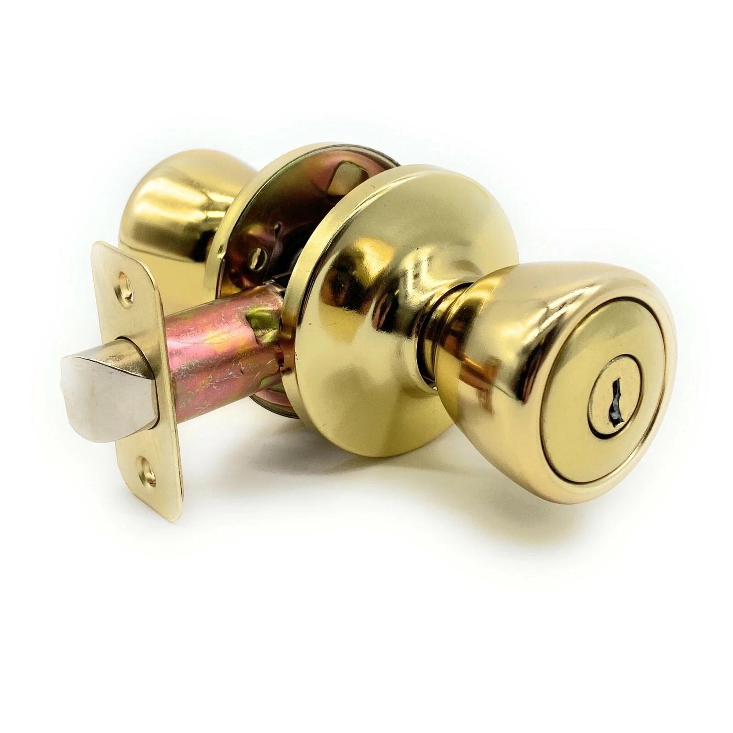 [5-PACK] Keyed Alike Entry Door Knob Lock Set, Polished Brass With 10 ...