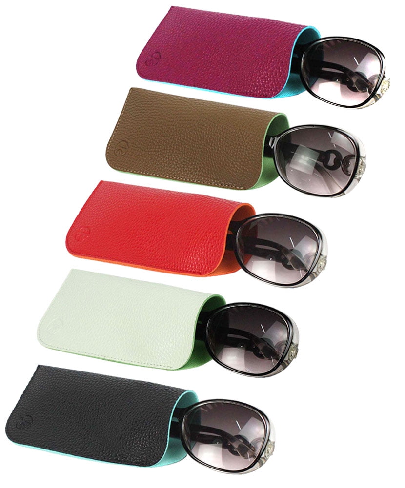 [5 PACK - Large Pouch], JAVOedge 2 Tone Color Style Soft Pouch Eyeglass ...
