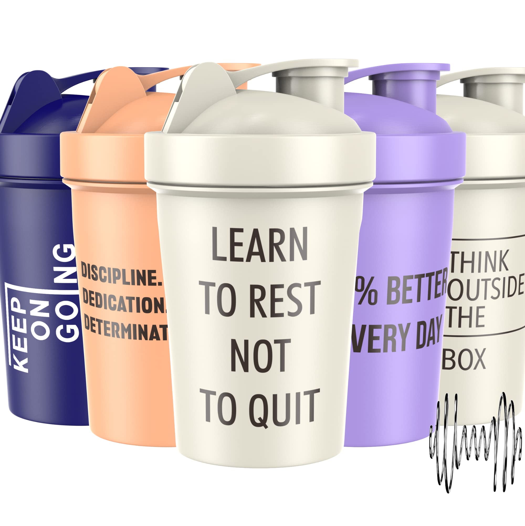 [5 PACK Protein Shaker Bottles for Protein Mixes | Extra Mixing Grid ...