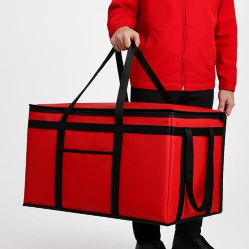 5 PACK RED extra large XXXL Insulated Food Delivery Bag Cooler Bags ...
