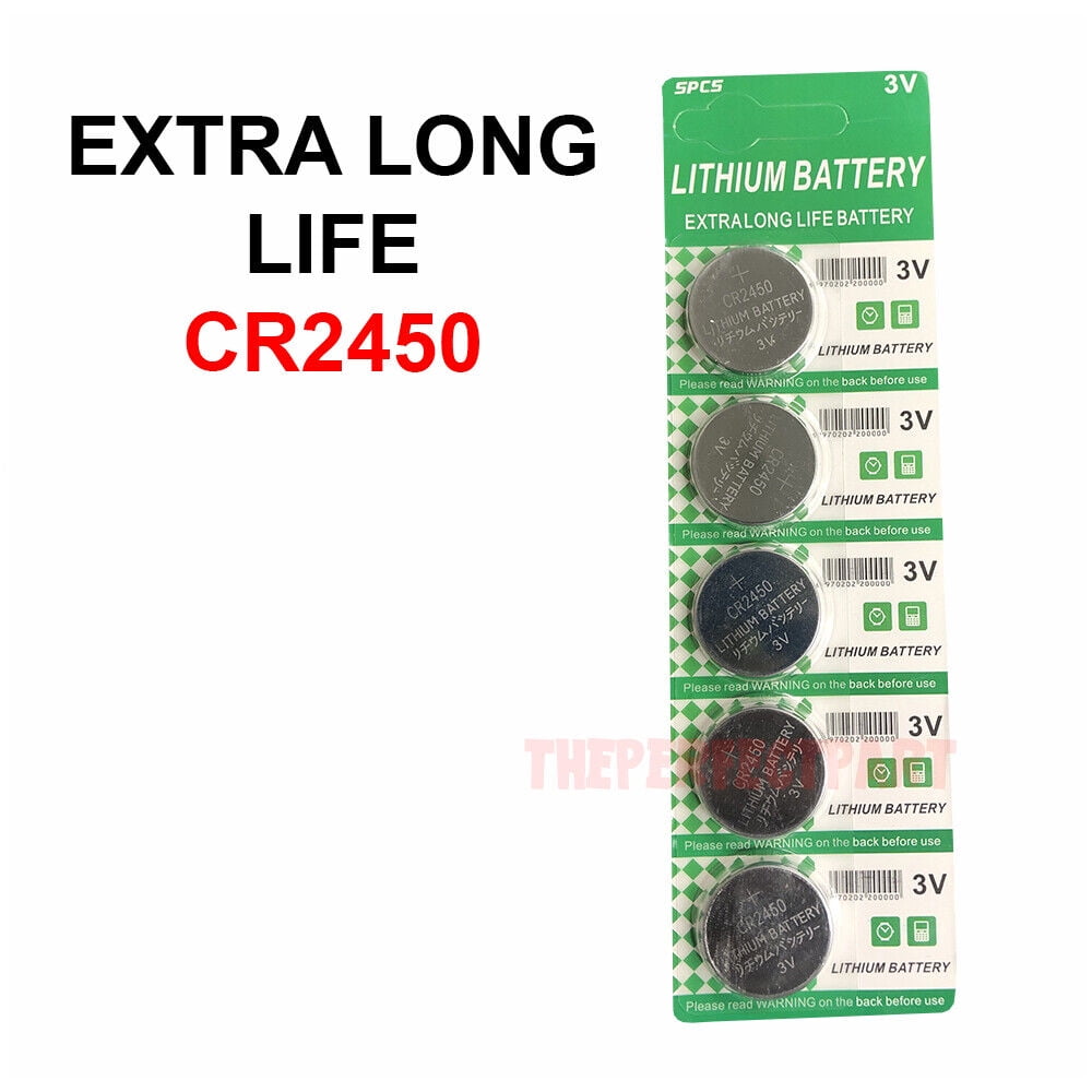 5 PACK Super Fresh Long CR2450 ECR 2450 3v LITHIUM Coin Cell Battery ...