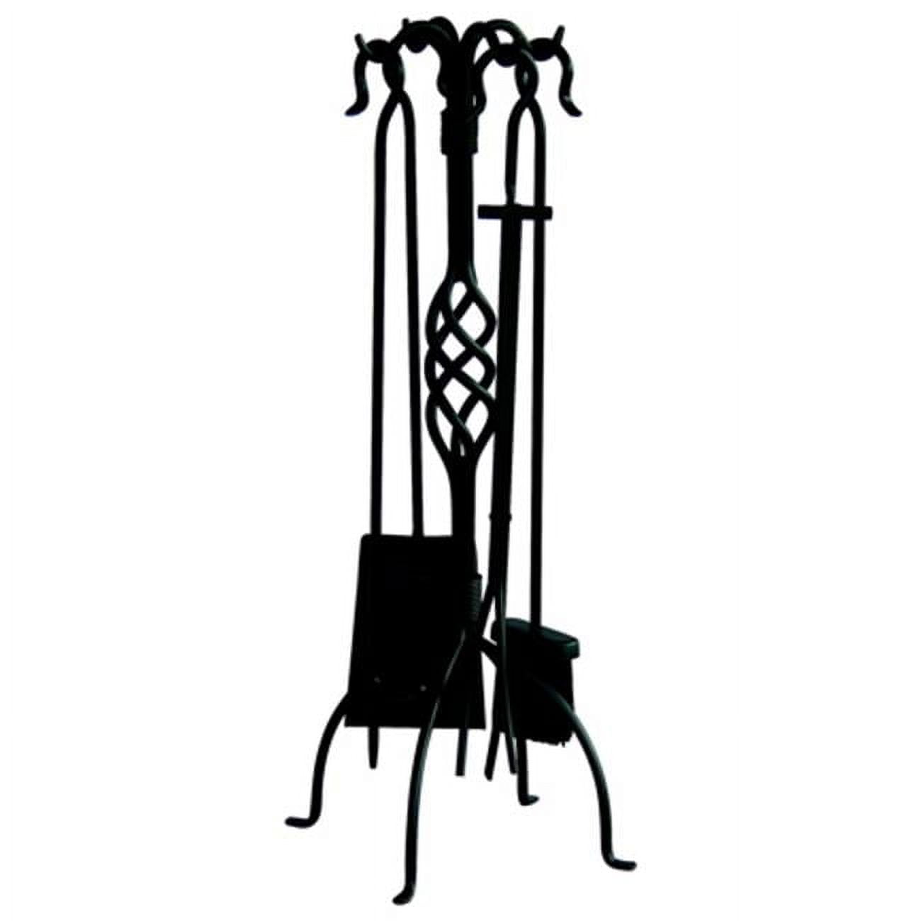 5 PC BLACK WROUGHT IRON FIRESET WITH CENTER WEAVE - Walmart.com