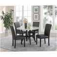 5-PC Dining Room Set: Round Faux Marble Table & 4 Upholstered Chairs ...