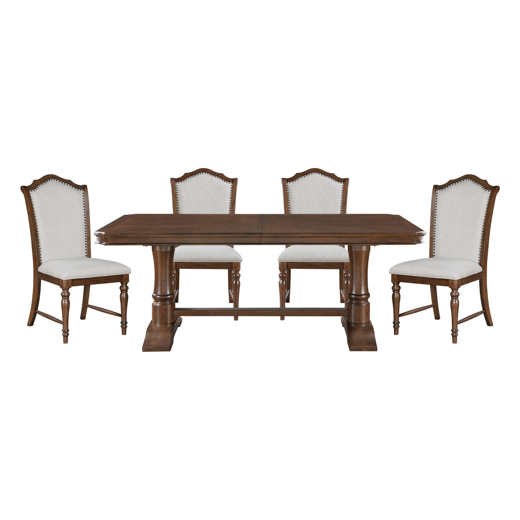 5 PC Formal Traditional Dining Set, 1 Table with Extension Leaf and 4 ...