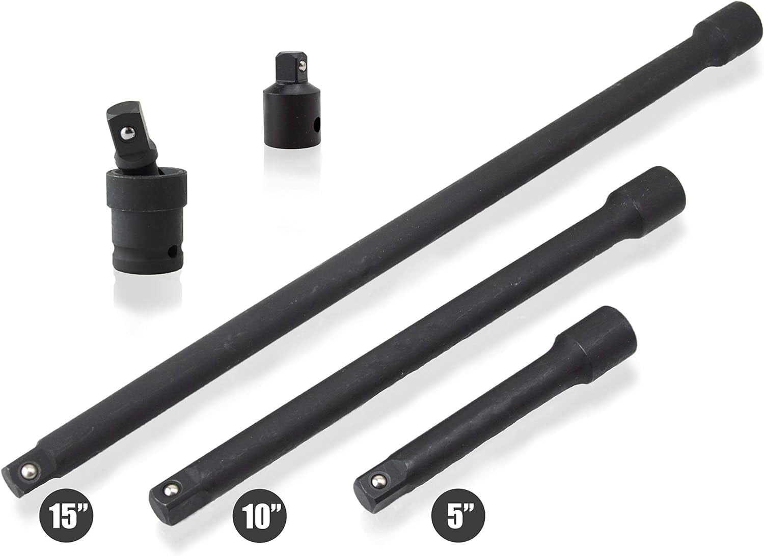5 PC Impact Extension Bar & Adapter Reducer Wobble Set 5",10",15 ...