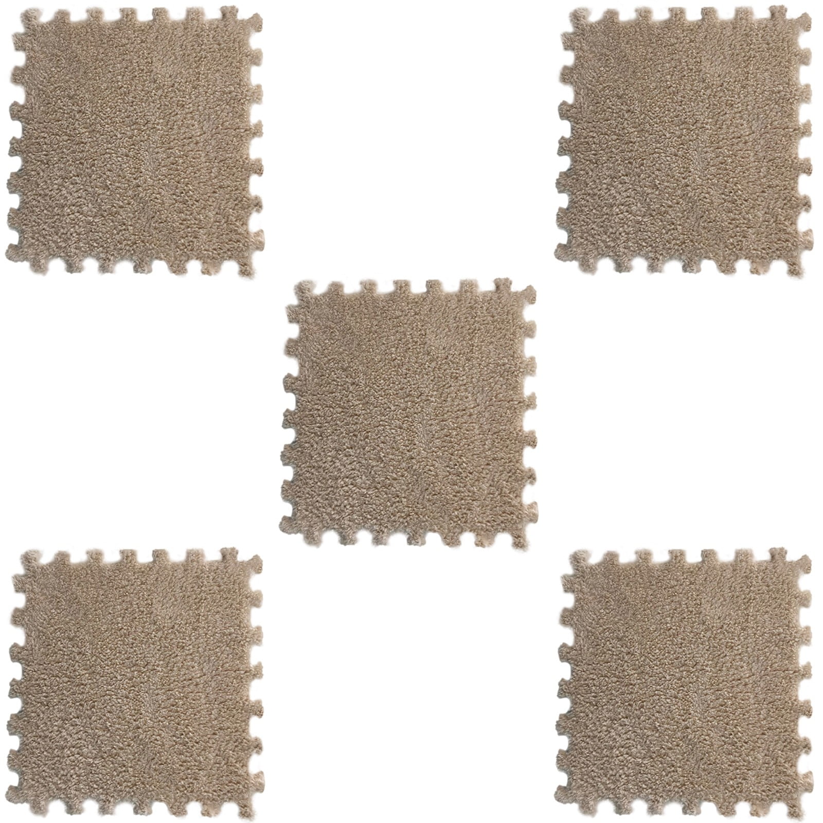 5 PC Interlocking Foam Mats, Fluffy Carpet Tiles Plush Area Rug ...