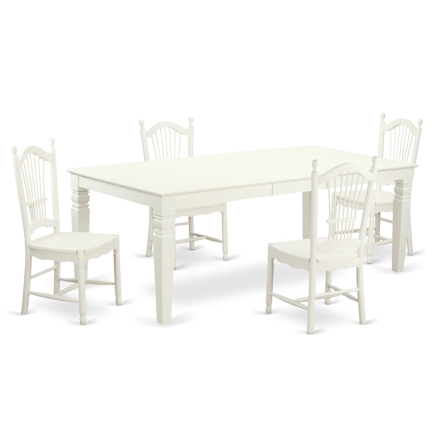 5 PC Kitchen Table set with a Table and 4 Dining Chairs in Linen White ...