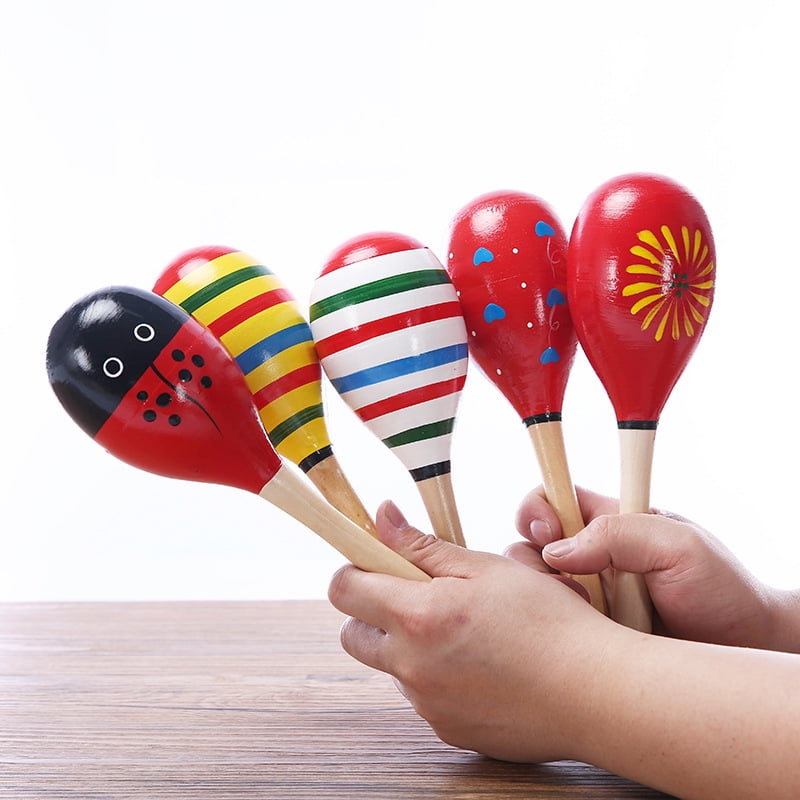 5 PC Maracas for Adults Kids Babies, Wooden Maracas Shaker Musical ...