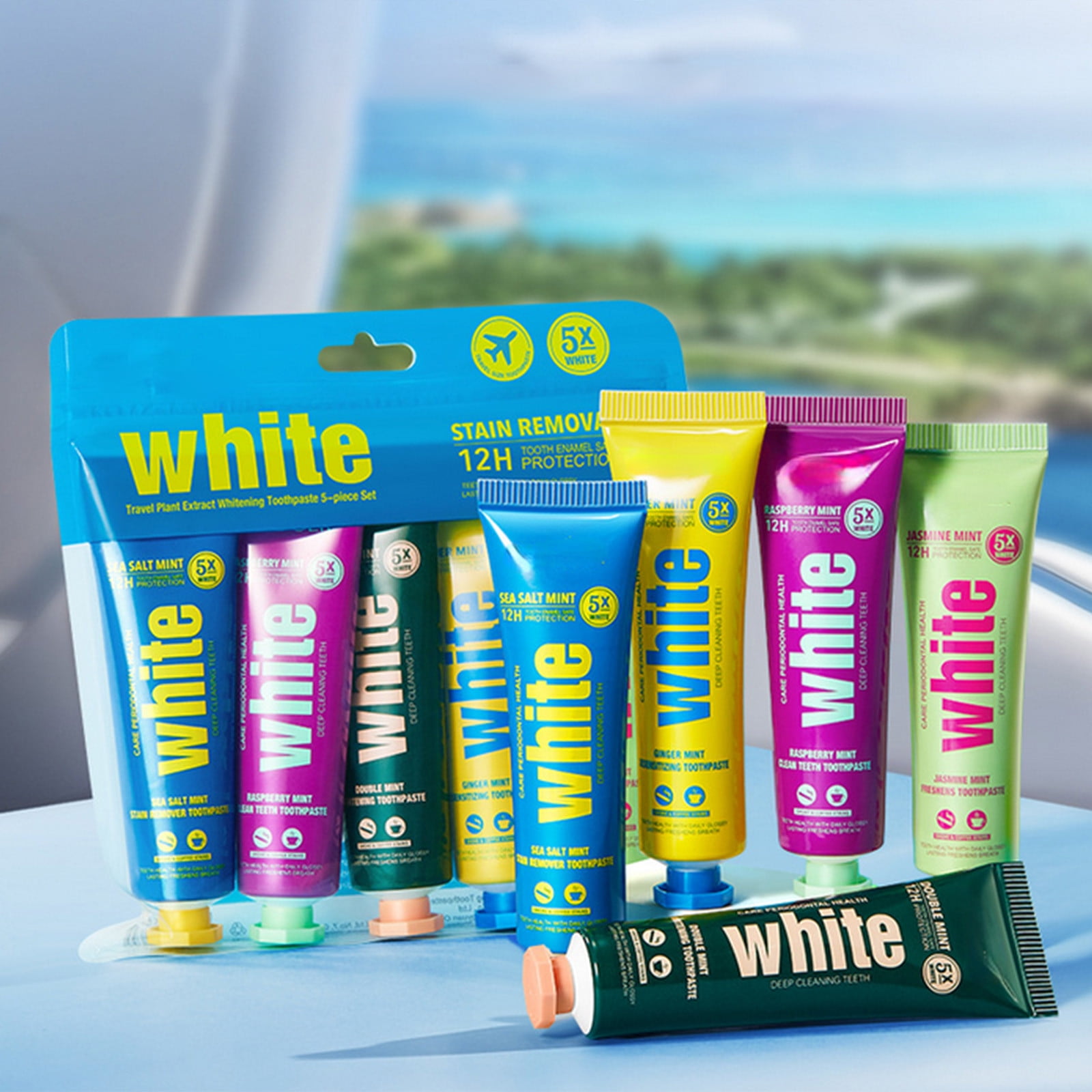 5 PC Mint Whitening Toothpaste Set for Adults - Stain Removal, Fresh ...