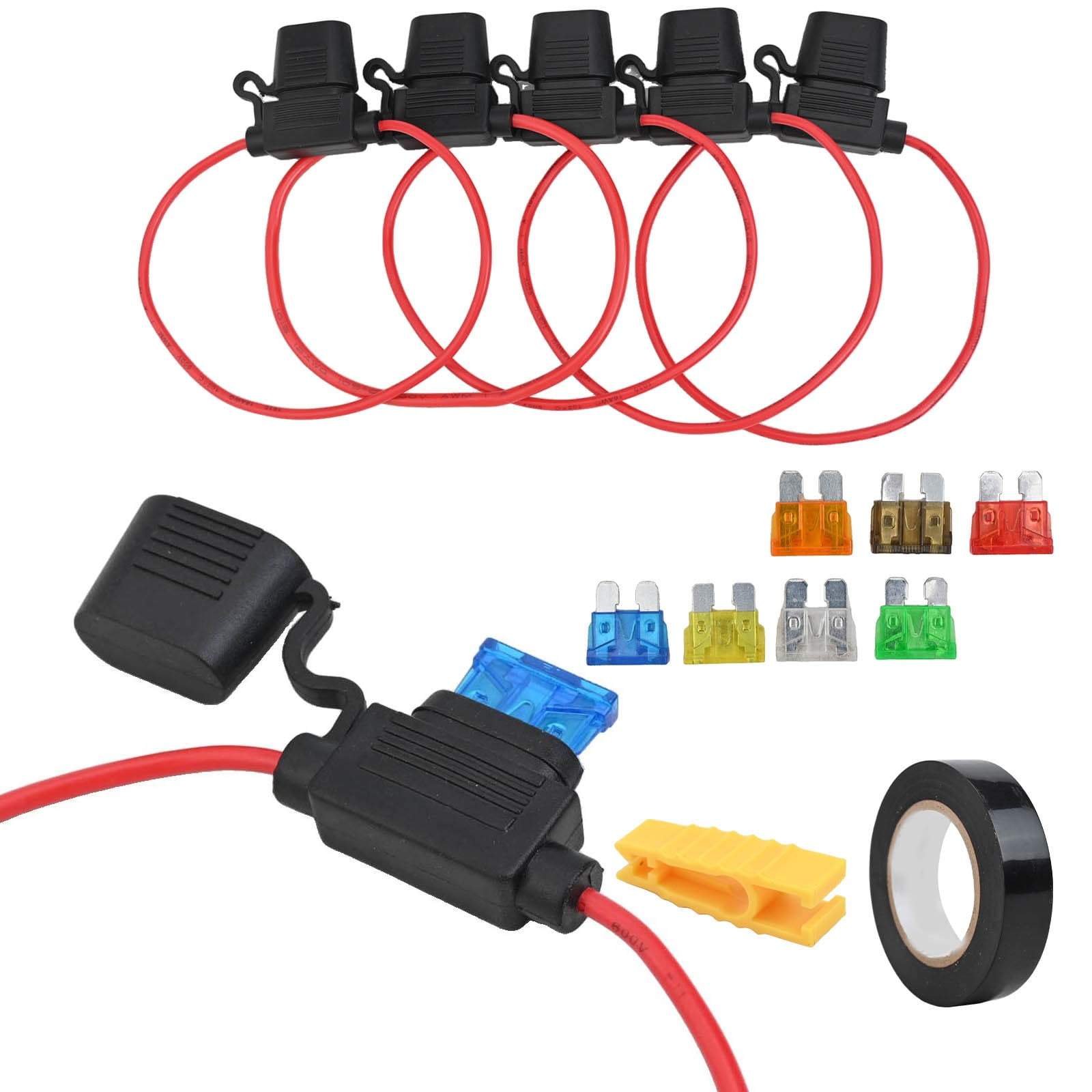 5 Pcs 12Awg With 16Awg Fuse Holder Car Modified Car Yacht Rv Ship Fuse ...