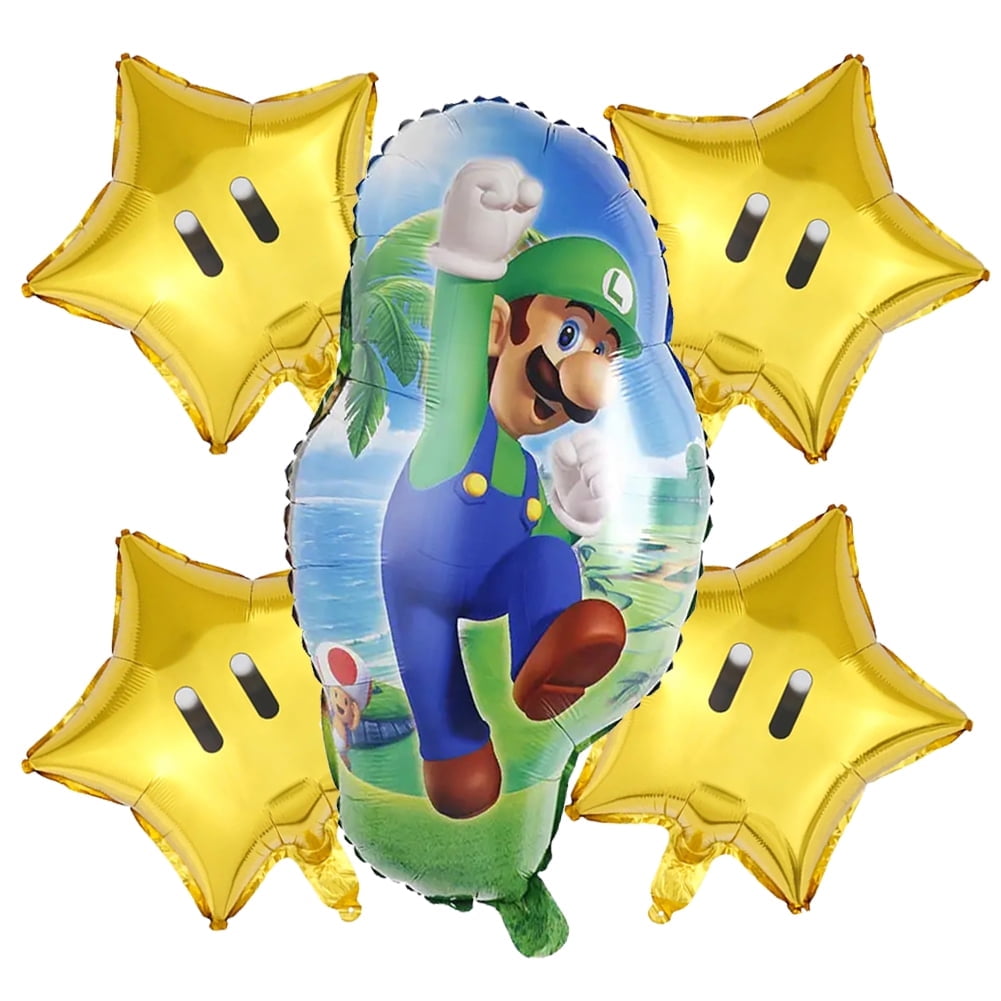 5 PCS 28 inch Luigi Balloon Mario Balloon Game theme Birthday Party ...