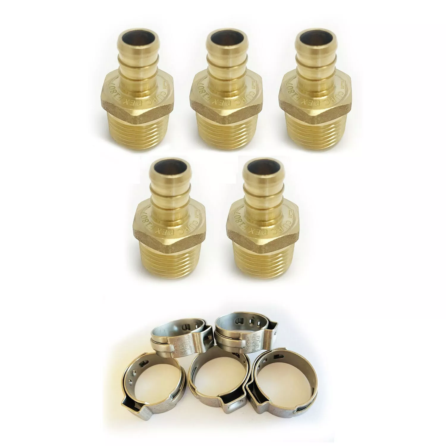 5 PCS 3/4" PEX X 3/4" MALE NPT ADAPTER CRIMP BARB FITTING +5 PCS 3/4" SS Clamps - Walmart.com