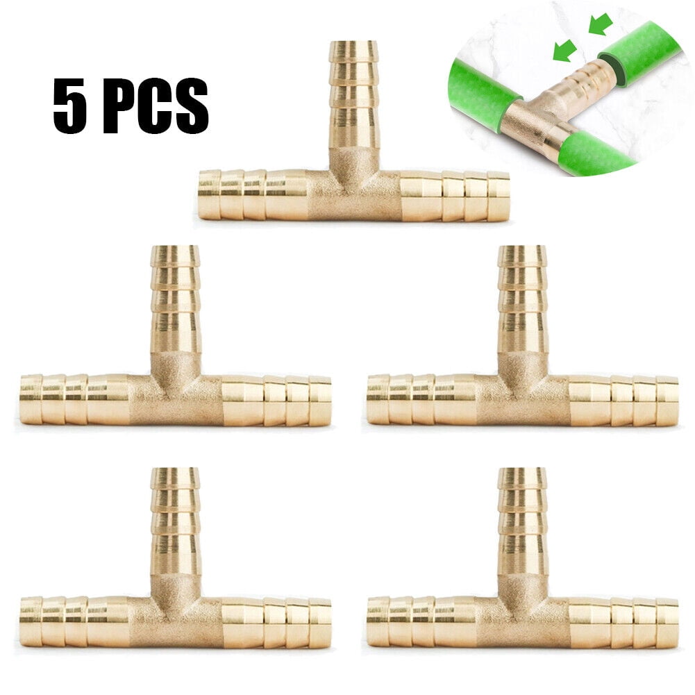 5 PCS - 3/8 HOSE BARB TEE Brass Pipe 3 WAY T Fitting Thread Gas Fuel ...