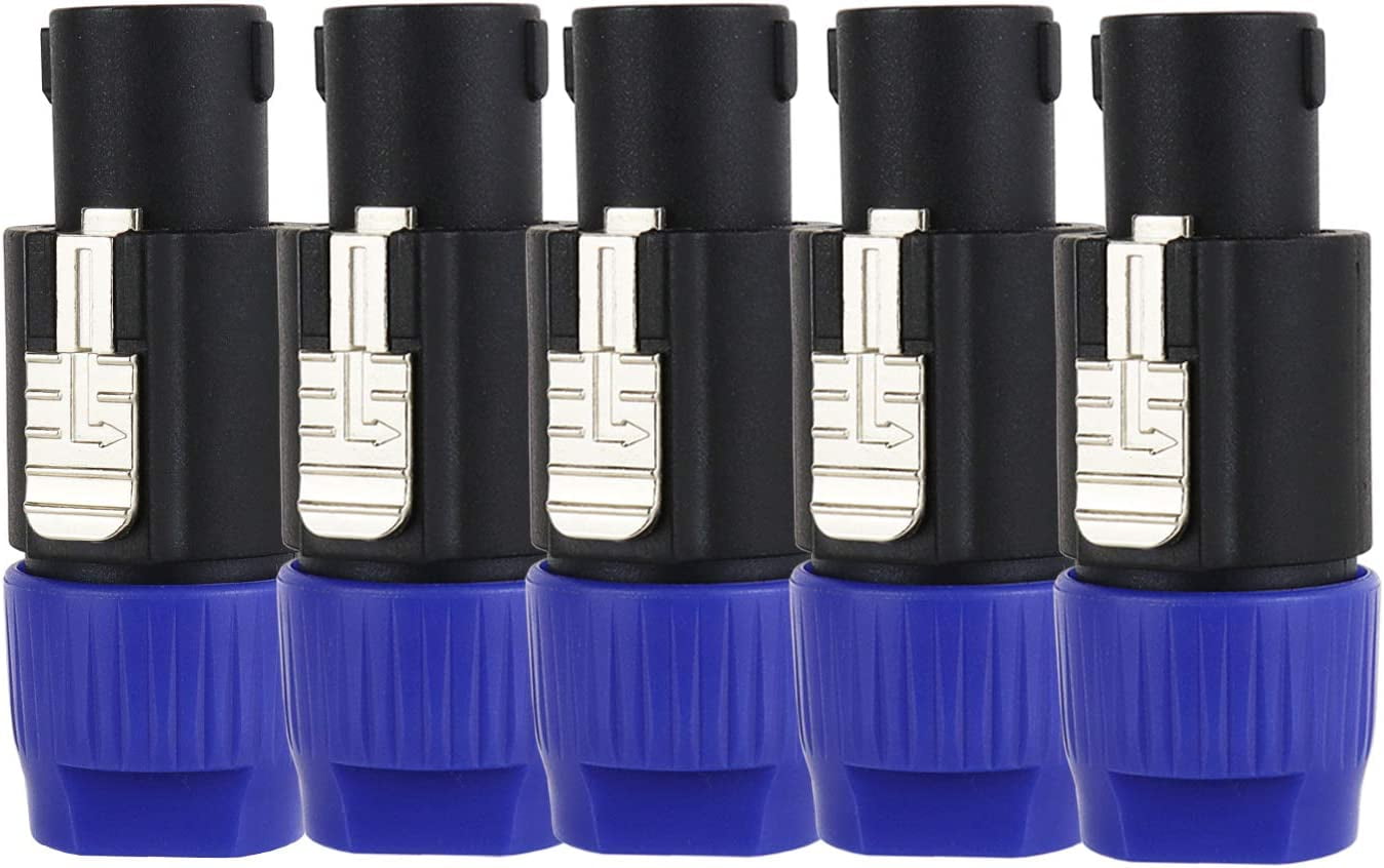 5 PCS 4 Pole Speakon Plug - 5 Packs Pro Audio Speak-On Cable Male ...