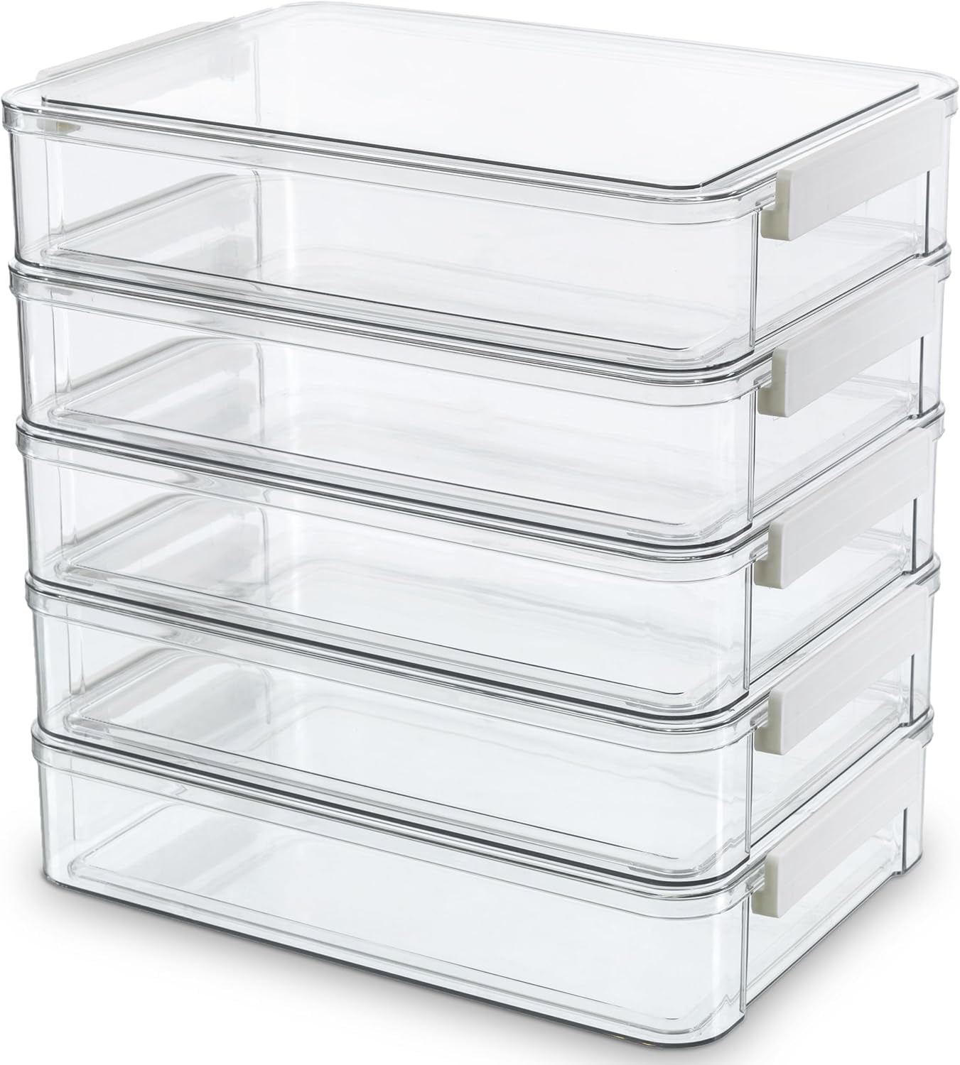 5 PCS 6 Qt Plastic Storage Bins with Lids and Latches, Portable Project ...