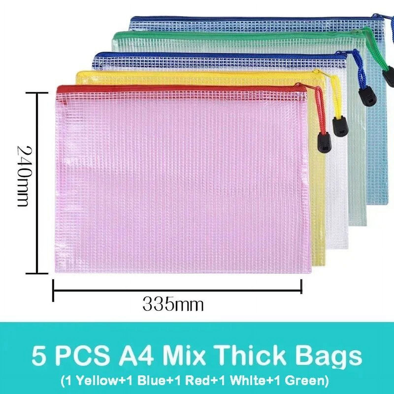 5 PCS A4 A5 A6 Document Bag Stationery Storage Folder File Mesh Zipper ...