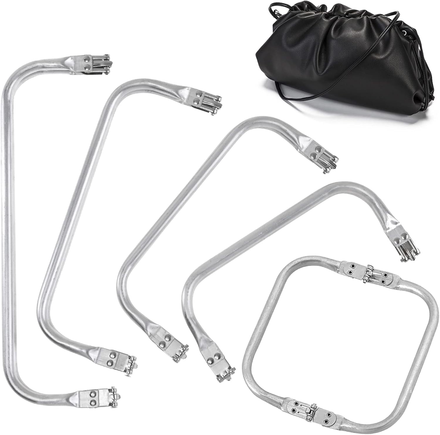 5 PCS Aluminum Alloy Purse Frame, 5 Sizes Rectangle Hinged Bag Frame, U ...