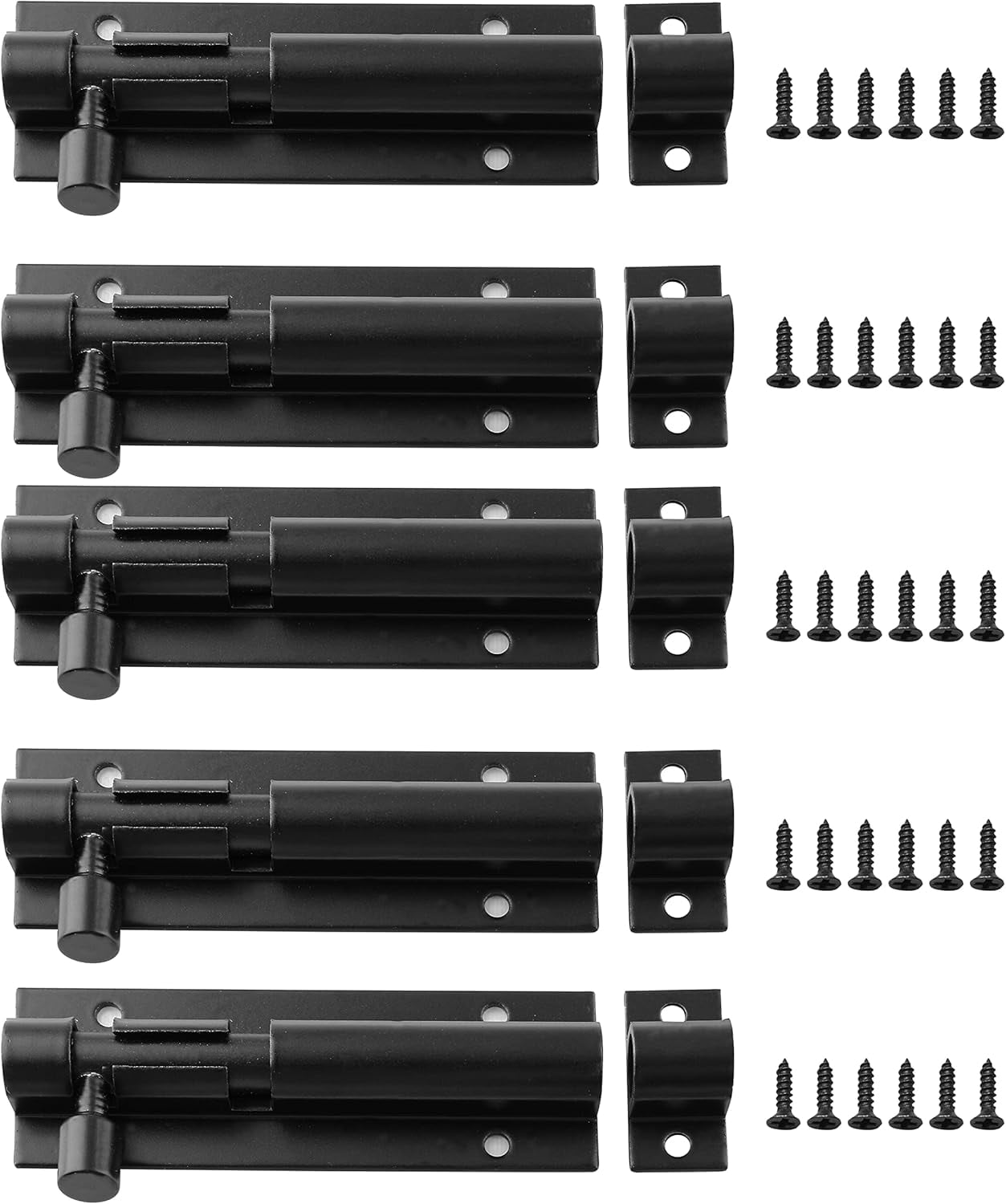5 PCS Barrel Bolt Latch 3 Inch Heavy Duty Slide Lock, Black Aluminum ...