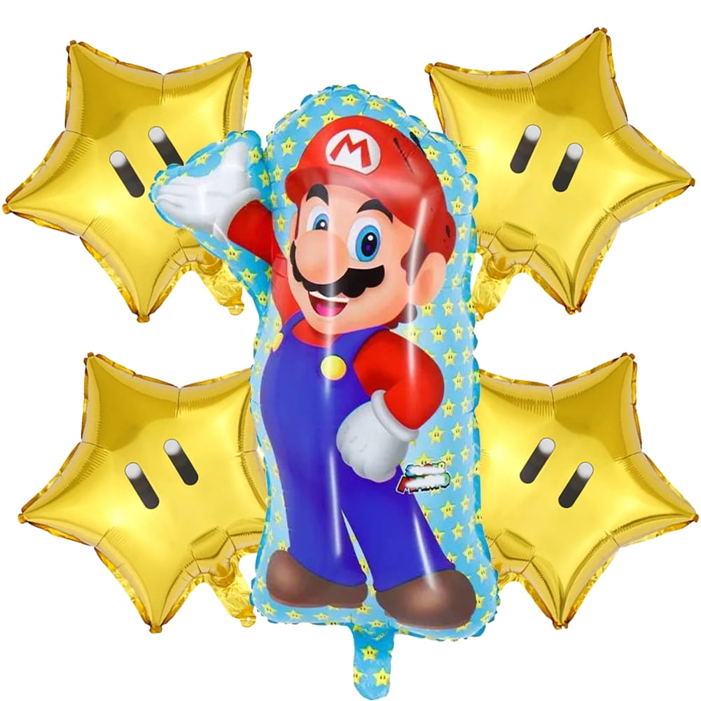 5 PCS Birthday Party Balloon Mario Balloon Game theme Birthday Party ...