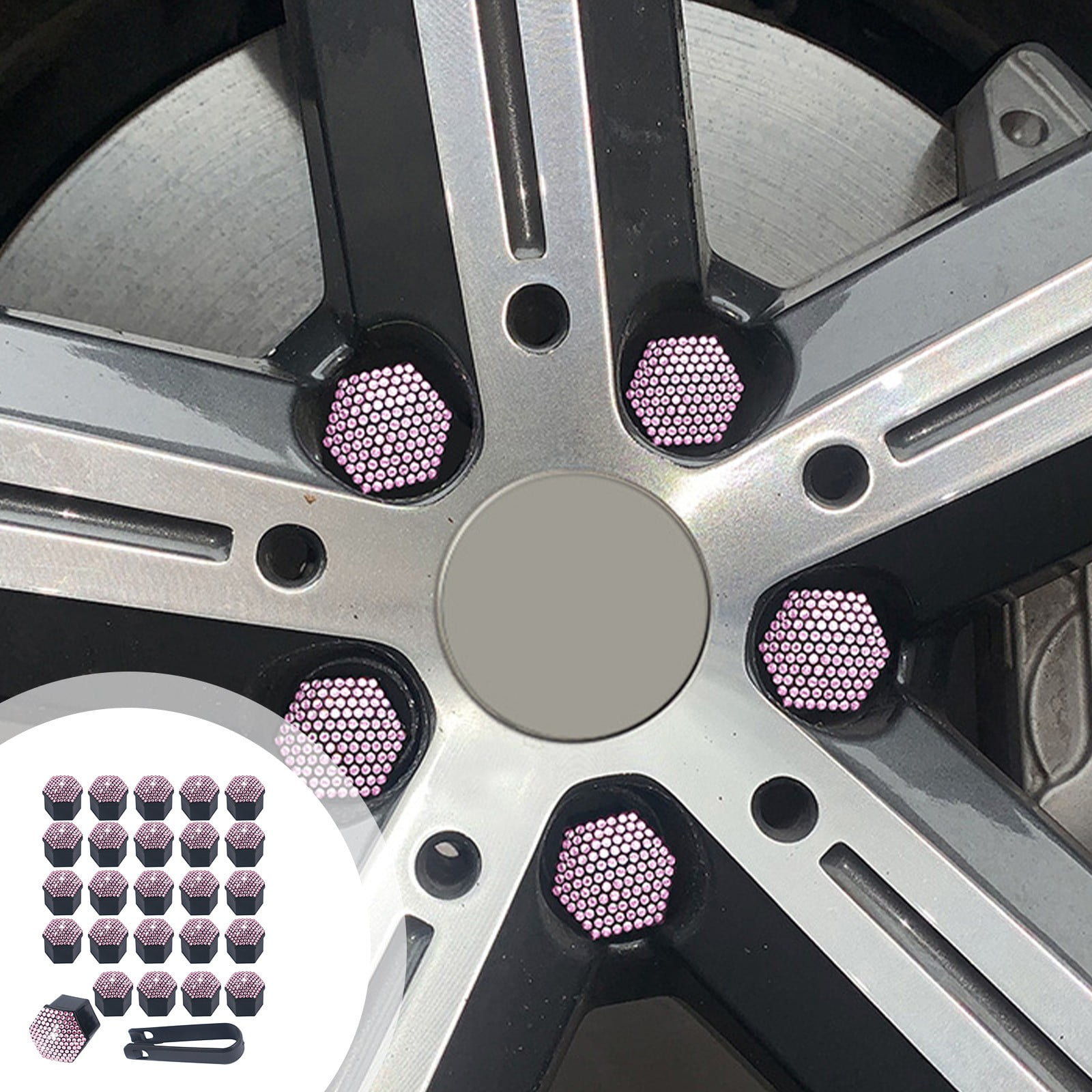 5 PCS Bling Crystal Wheel Lug Nut Covers, Diamond Wheel Lug Nut Covers ...