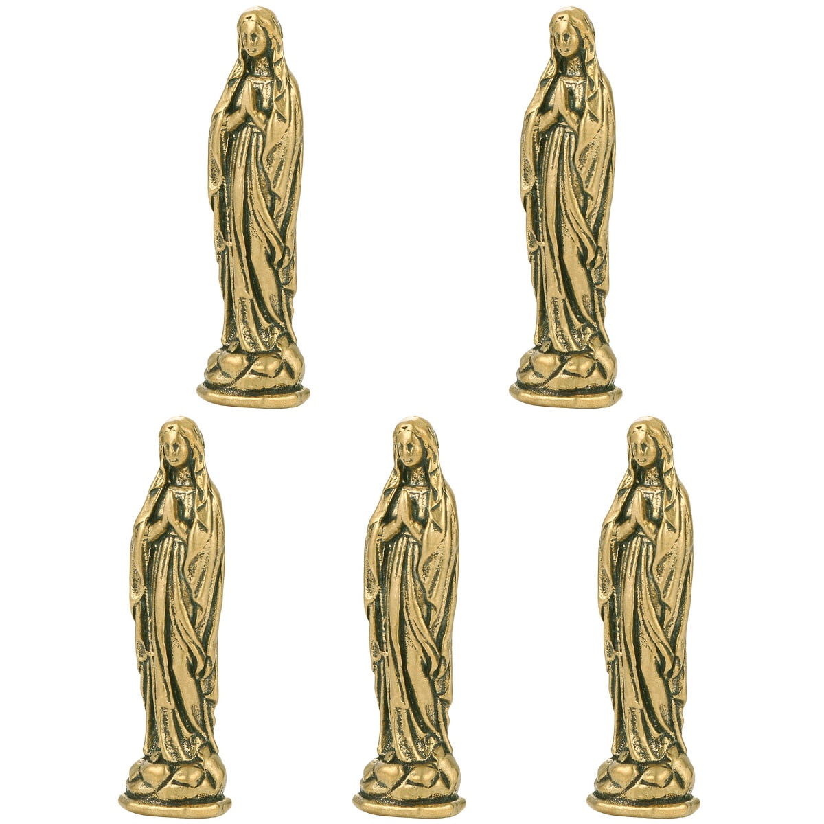 5 PCS Brass Maria Religious Decor Miniature Virgin Mary Jesus Tabletop ...